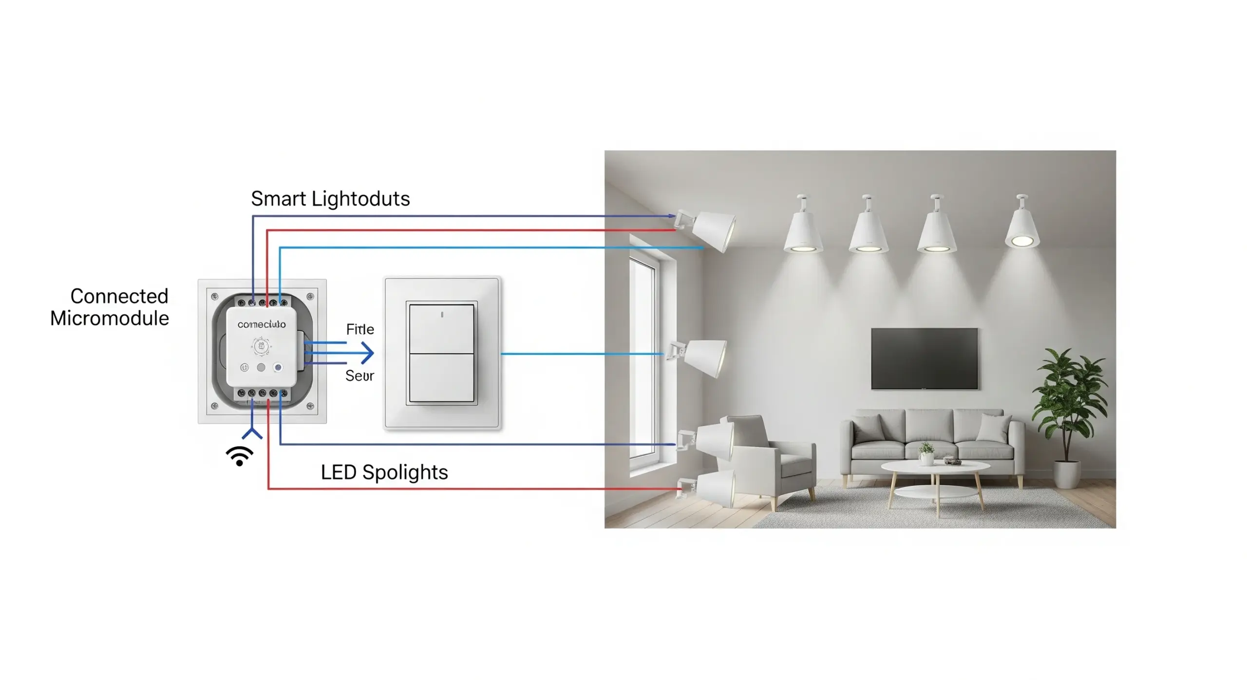 Schéma d'un éclairage connecté - Exercice corrigé
